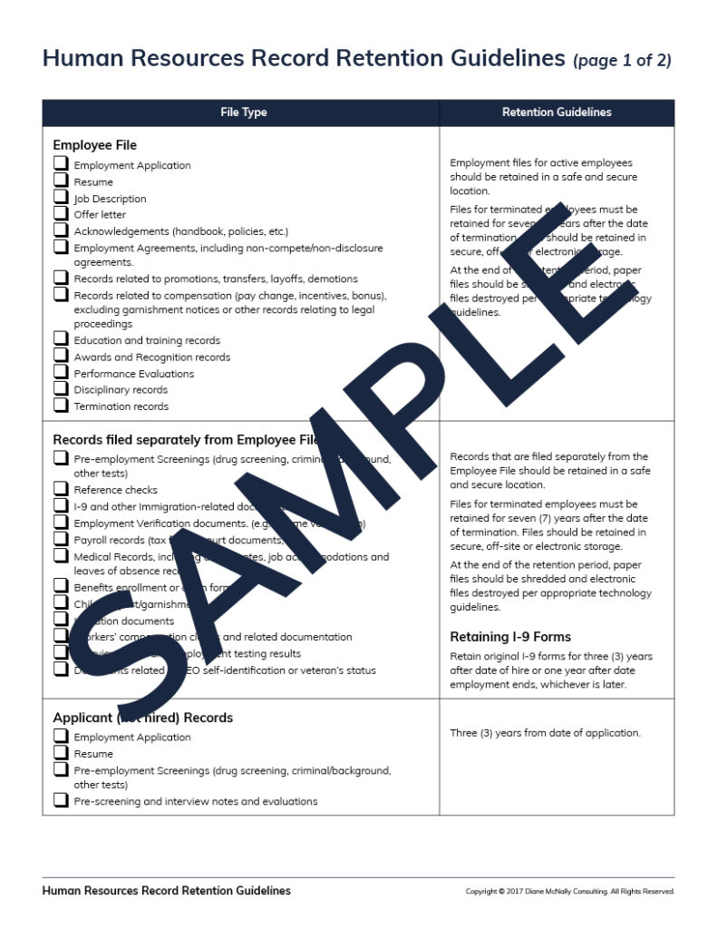 Human Resources Compliance HR Fast Pack - Diane McNally Consulting